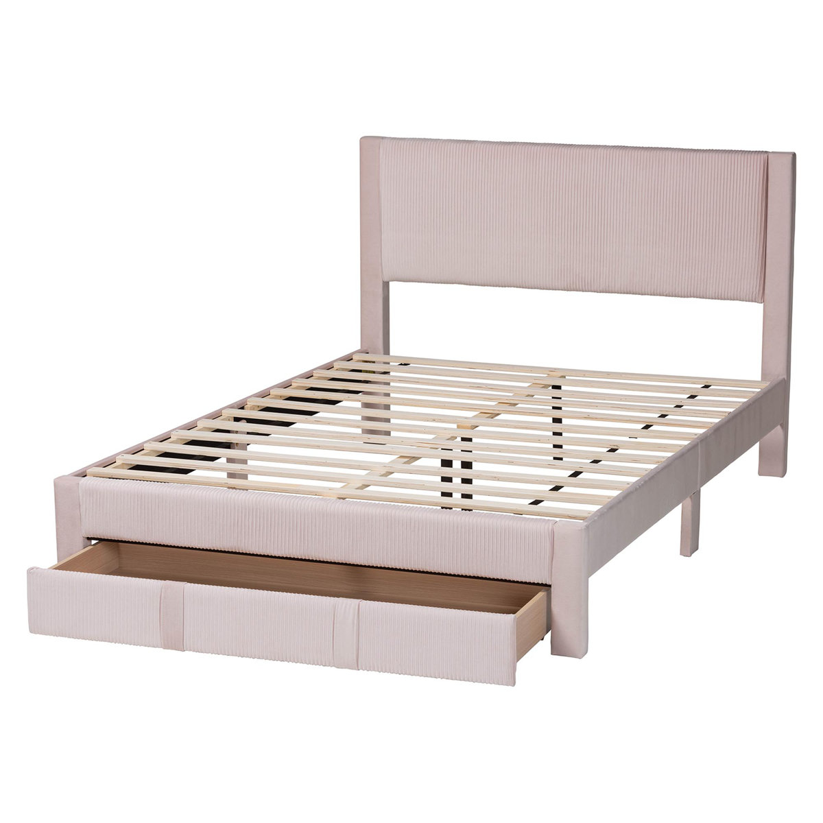 Latitude Run® Baxton Studio Elora Modern Pleated Velvet Queen Size Storage Bed | Wayfair